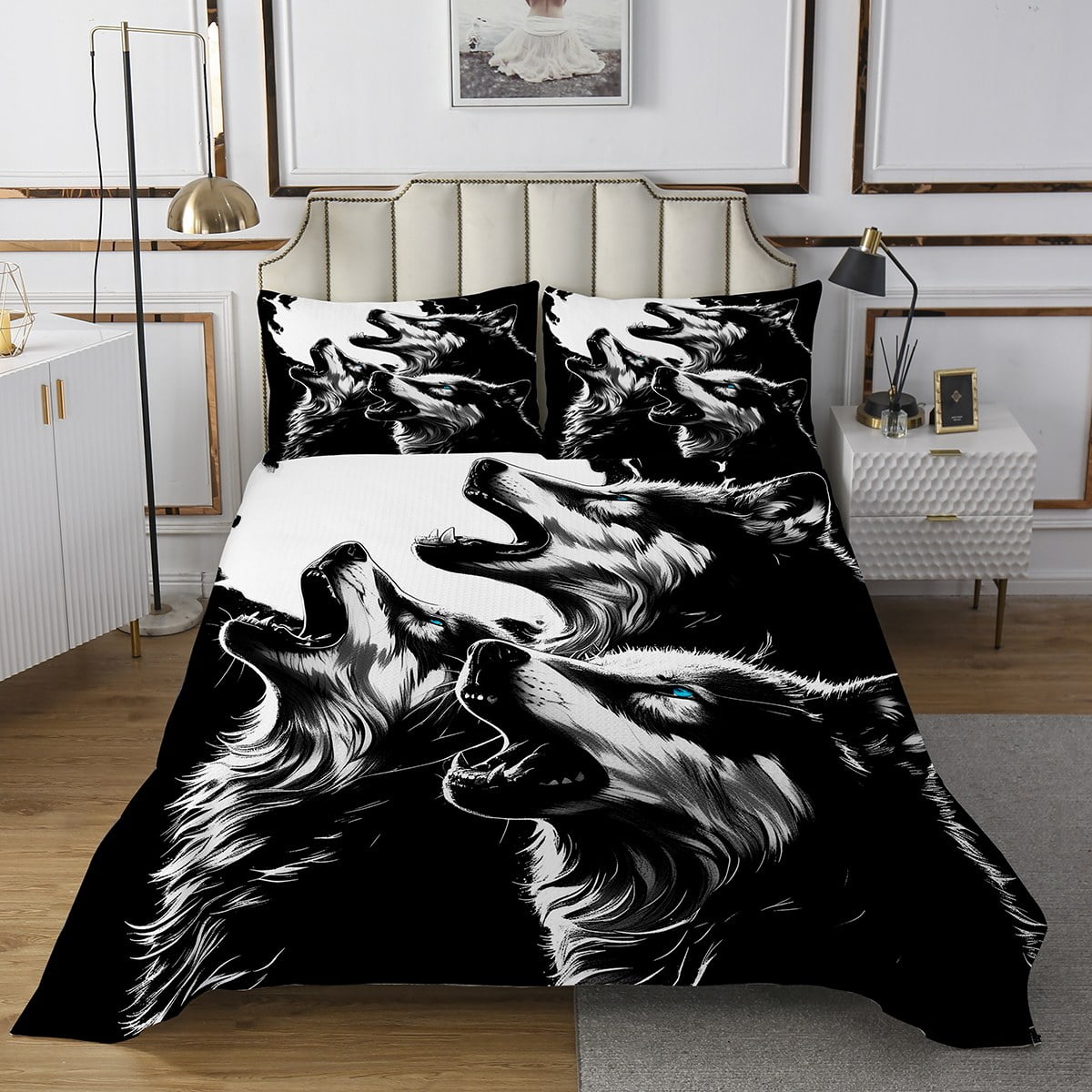 YST Howling Wolf Coverlet Set Boys Girls 3D Animal Print Wolves ...