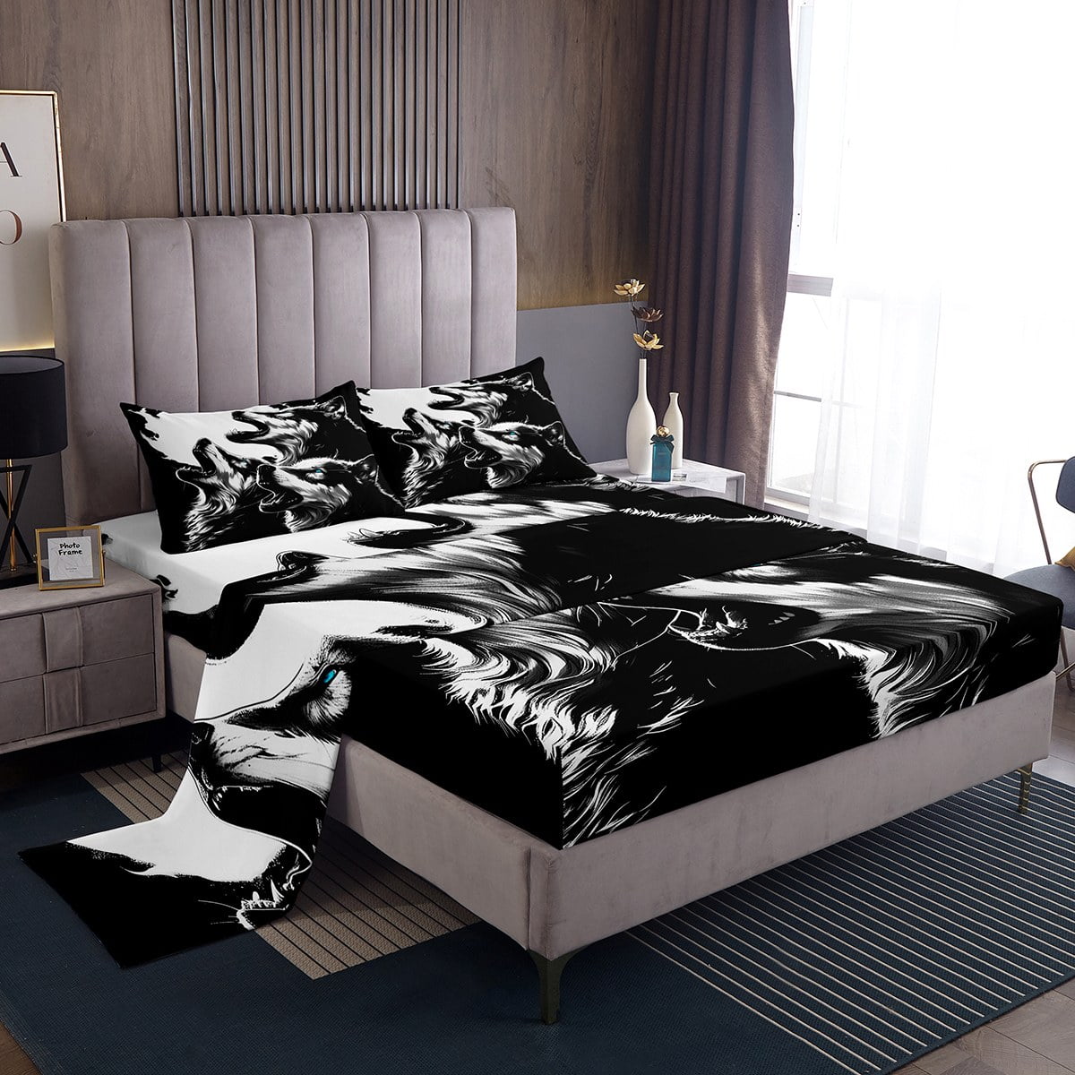 Howling Wolf Sheet Set 3D Animal Print Wolves Sheets Room Decor ...