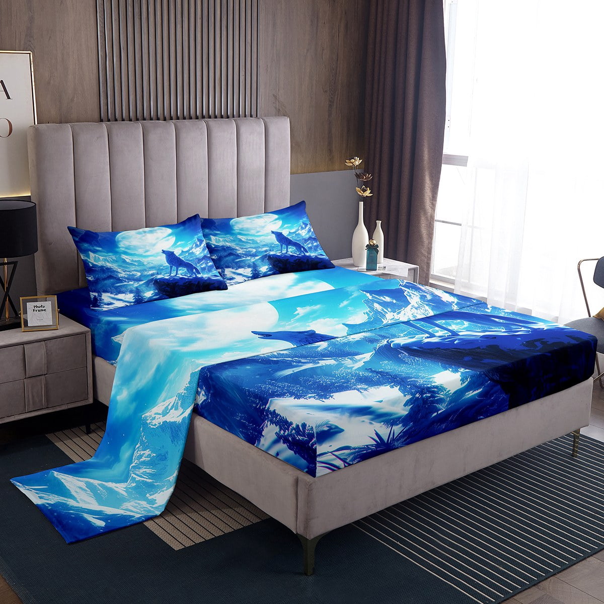 YST Howling Wolf Sheet Set Boys Girls Animal Print Wolves Sheets Room ...