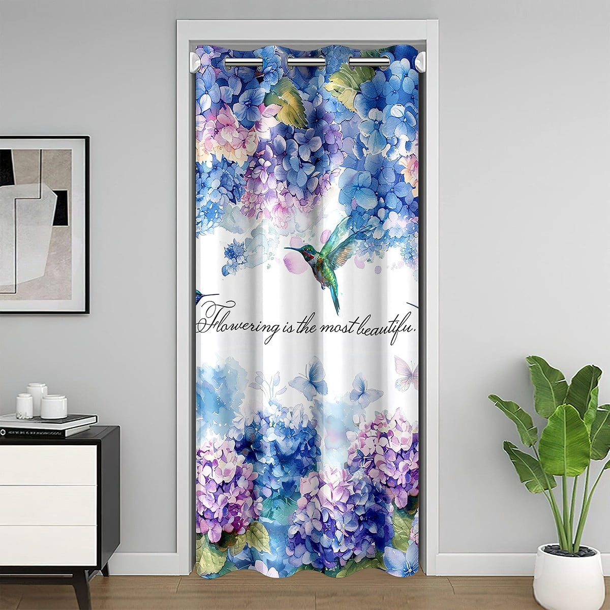 Hummingbird Door Drape 34"W X 80"L Butterfly Room Divider Curtain Woman ...