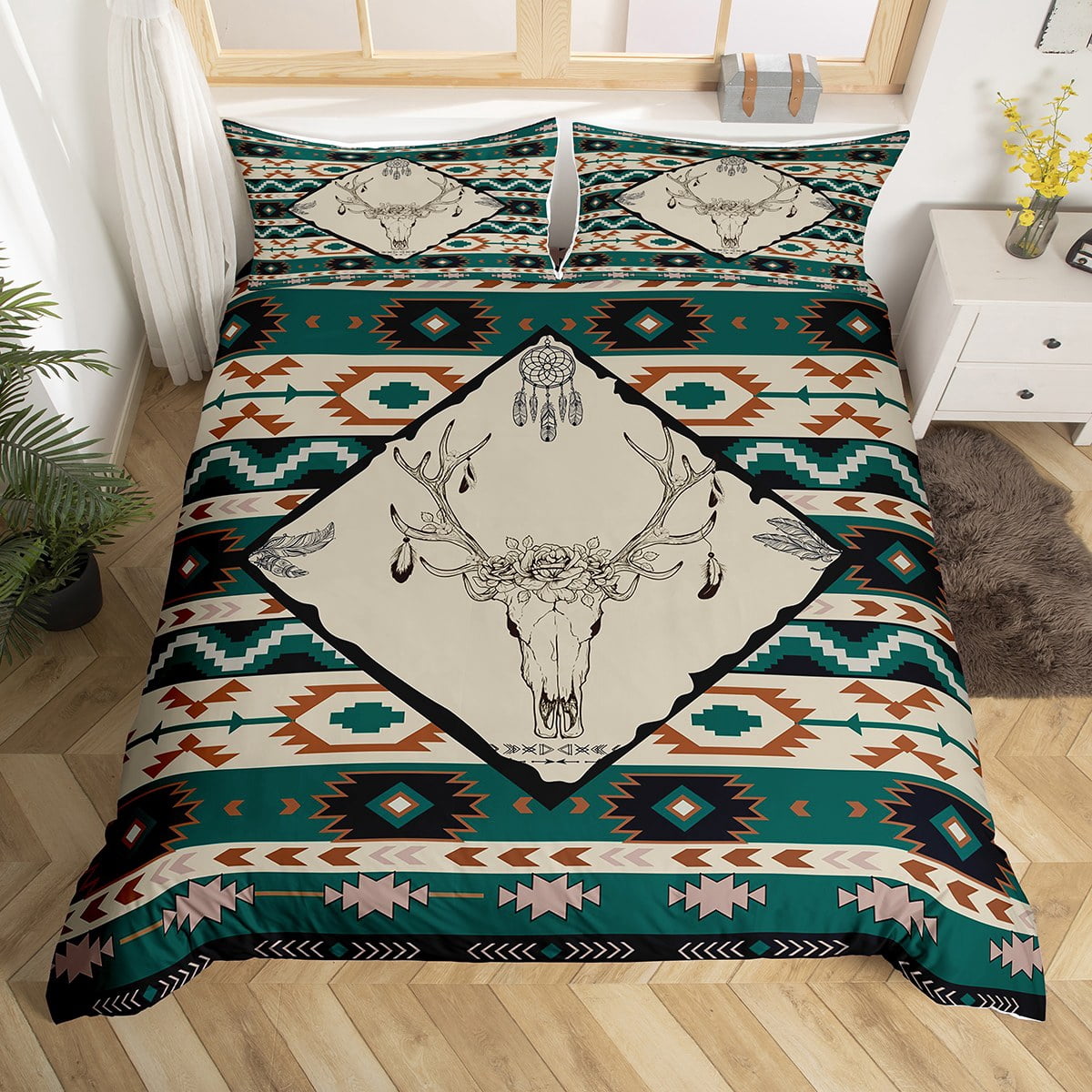 Erosebridal Hunting Animal Duvet Cover,Lodge Deer Skull Bedding Set ...
