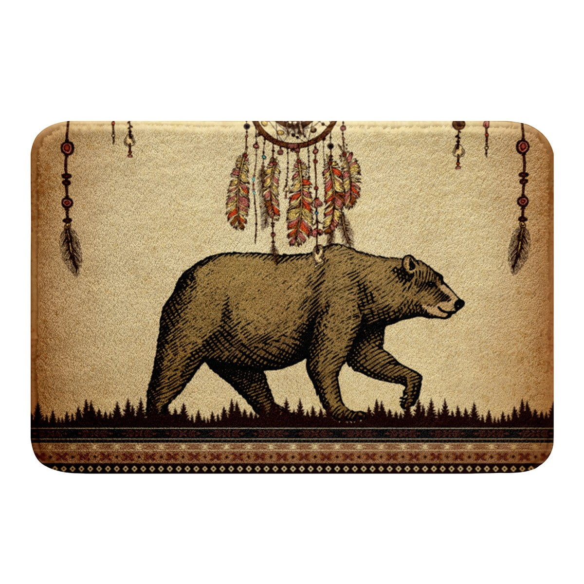 Hunting Bear Bathroom Rugs Vintage Dream Catcher Doormats Floor Mats 16 ...