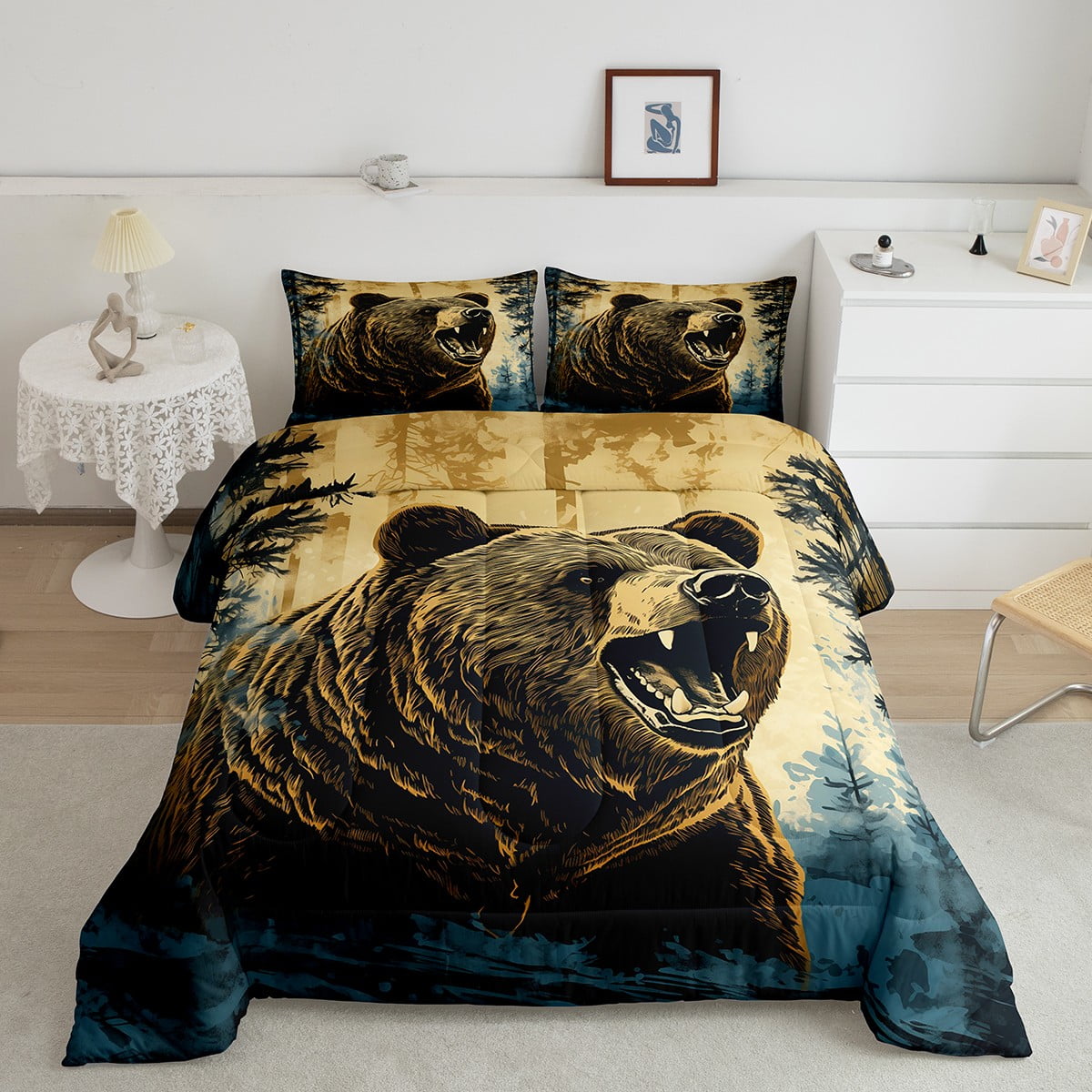 Hunting Bear Bedding Sets Queen Jungle Wild Animal Comforter Set ...