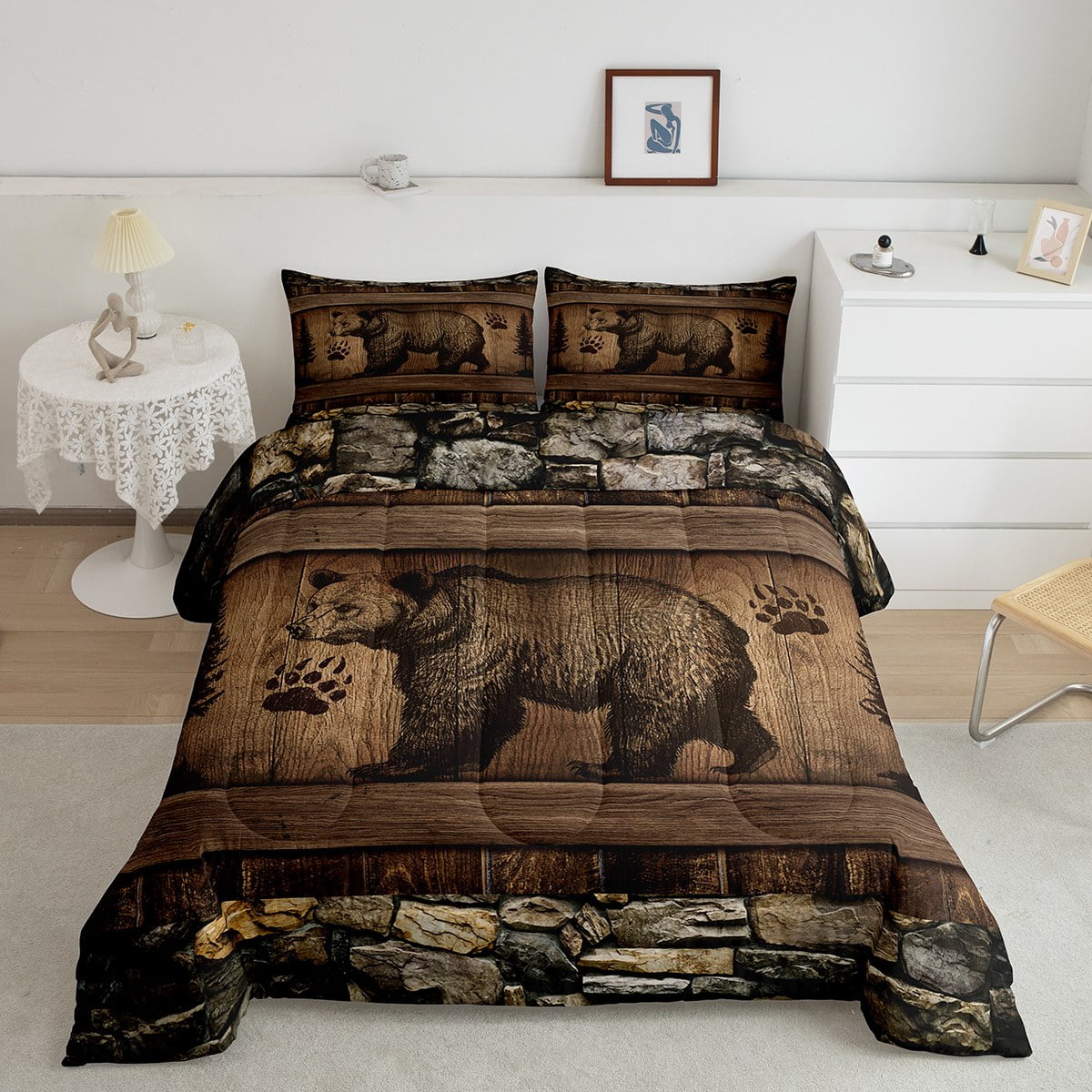 Erosebridal Hunting Bear Comforter Set Full Jungle Wild Animal Bedding ...