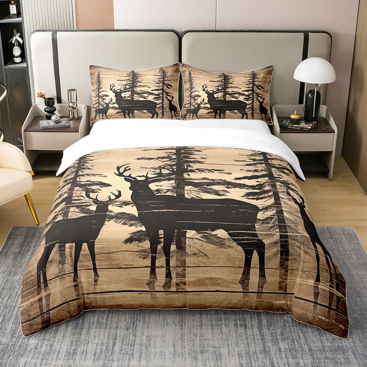 Erosebridal Hunting Deer 100% Natural Cotton Duvet Cover,Farmhouse ...