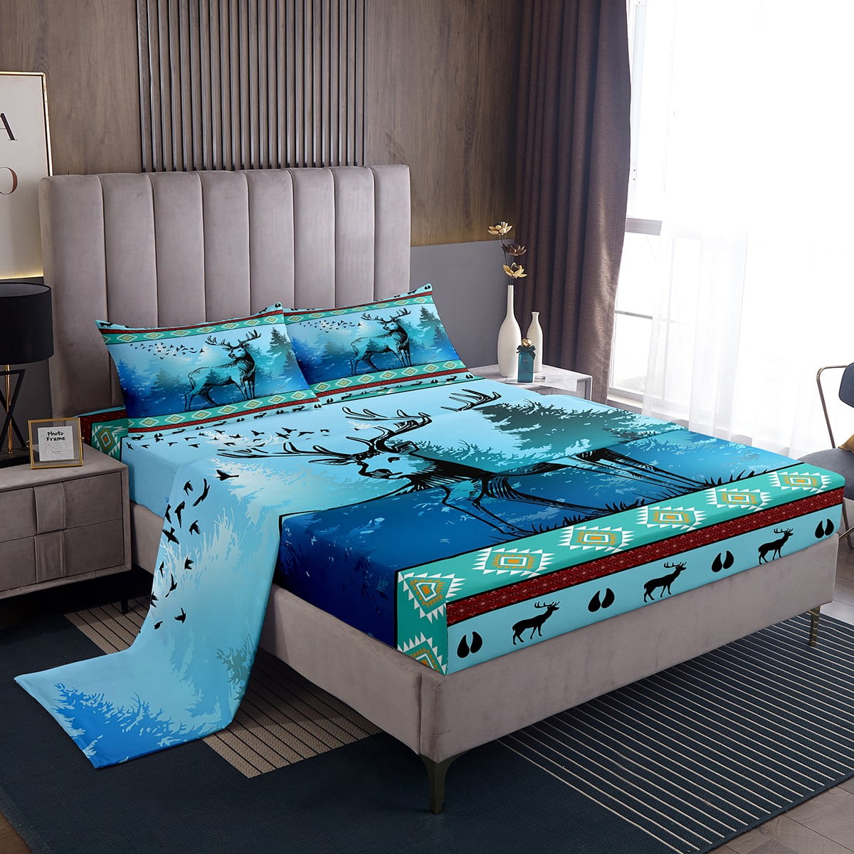 YST Hunting Deer Bed Sheets Set For Boys, Southwestern Animal Sheet Set ...