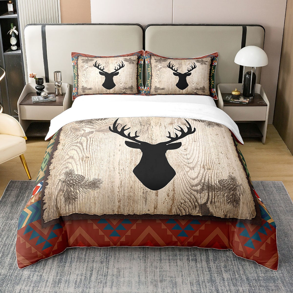 Erosebridal Hunting Deer Bedding 100% Cotton Set Farmhouse Old Barn ...