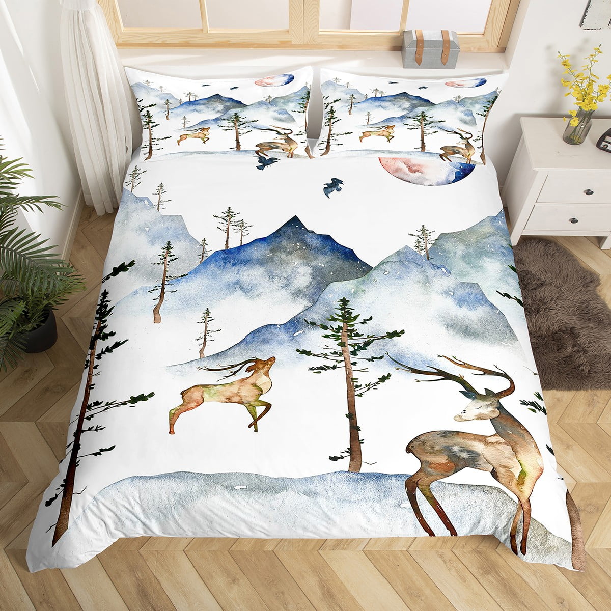YST Hunting Deer Comforter Cover Wild Animal Bed Set, Nature Theme ...