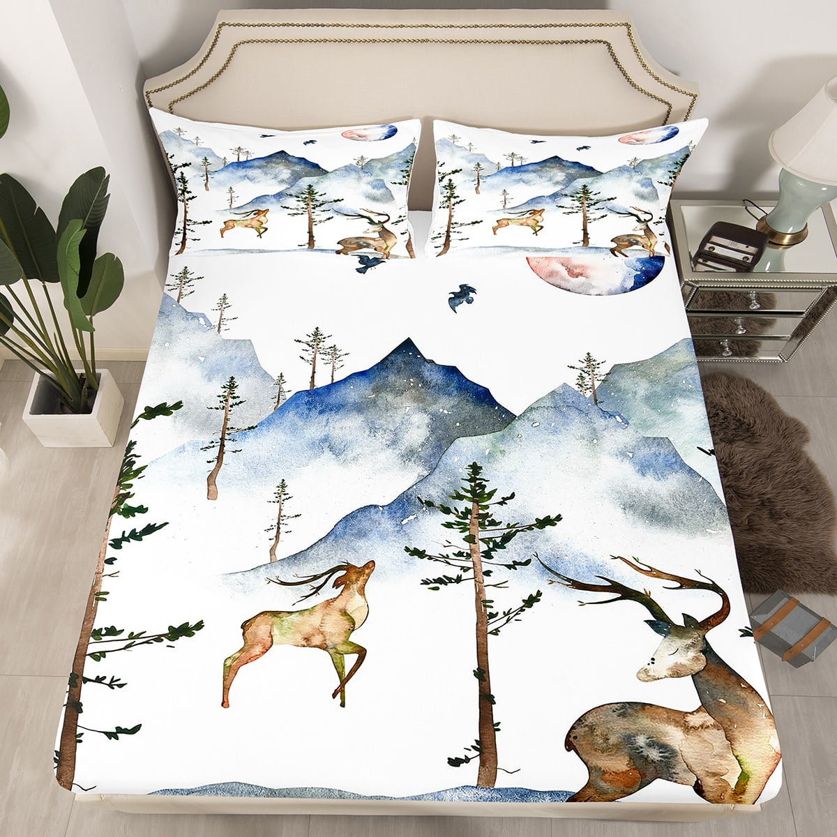 YST Hunting Deer Full Sheets Wild Animal Bed Sheets, Nature Theme ...