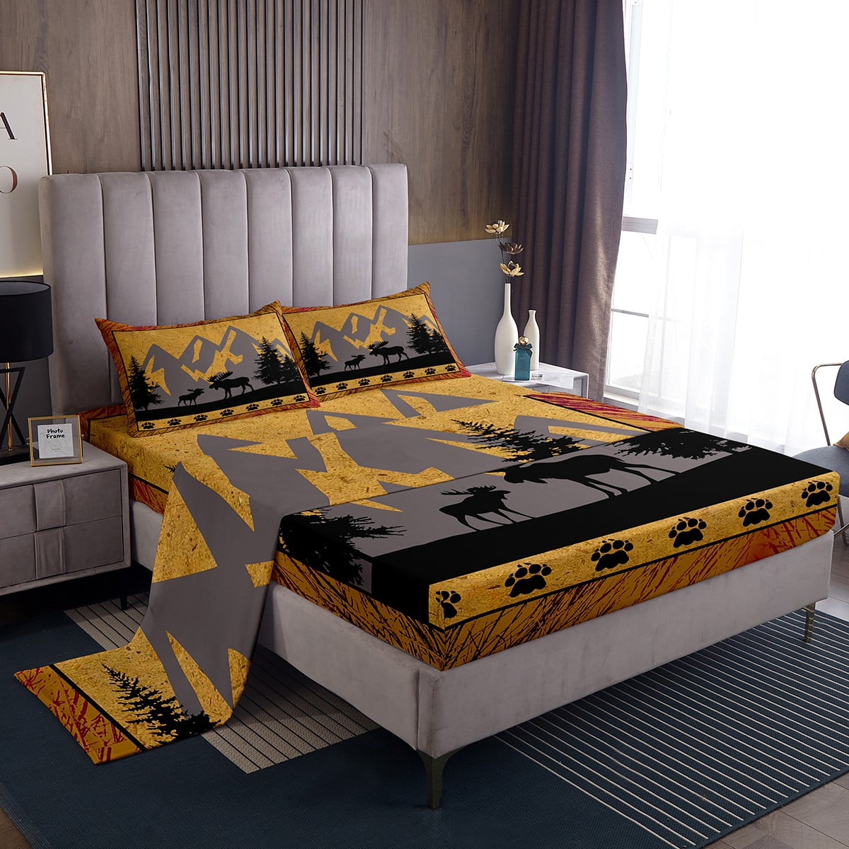 YST Hunting Moose Bed Sheets Set, Wildlife Deer Sheet Set Full Size ...