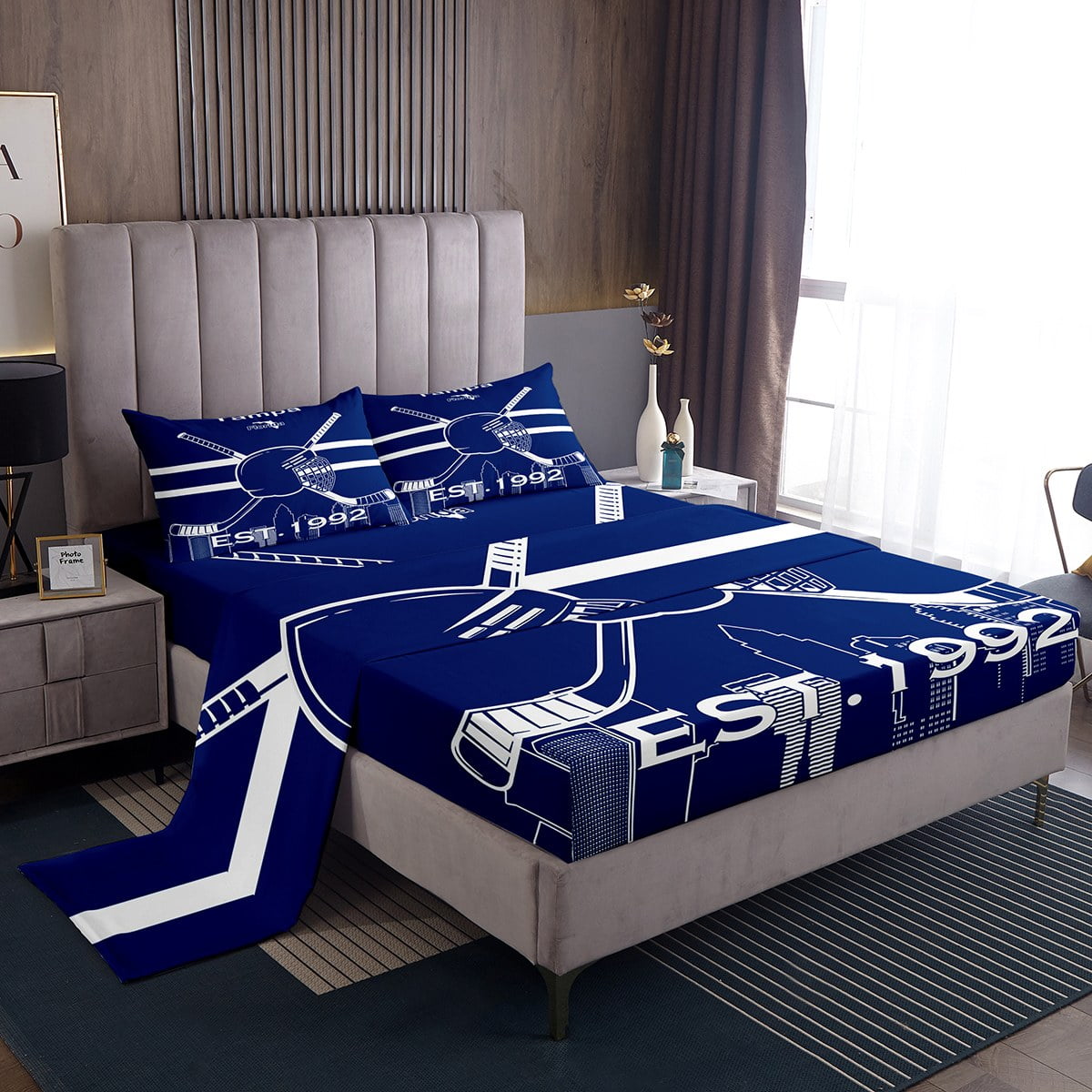 Erosebridal Ice Hockey Bed Sheets Set Queen,Ice Player Team Sheet Set ...