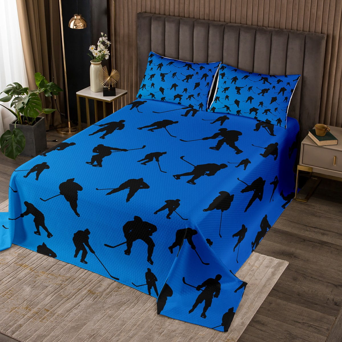 YST Ice Hockey Coverlet Set King,Hockey Player Quilt Set,Boys Girls ...