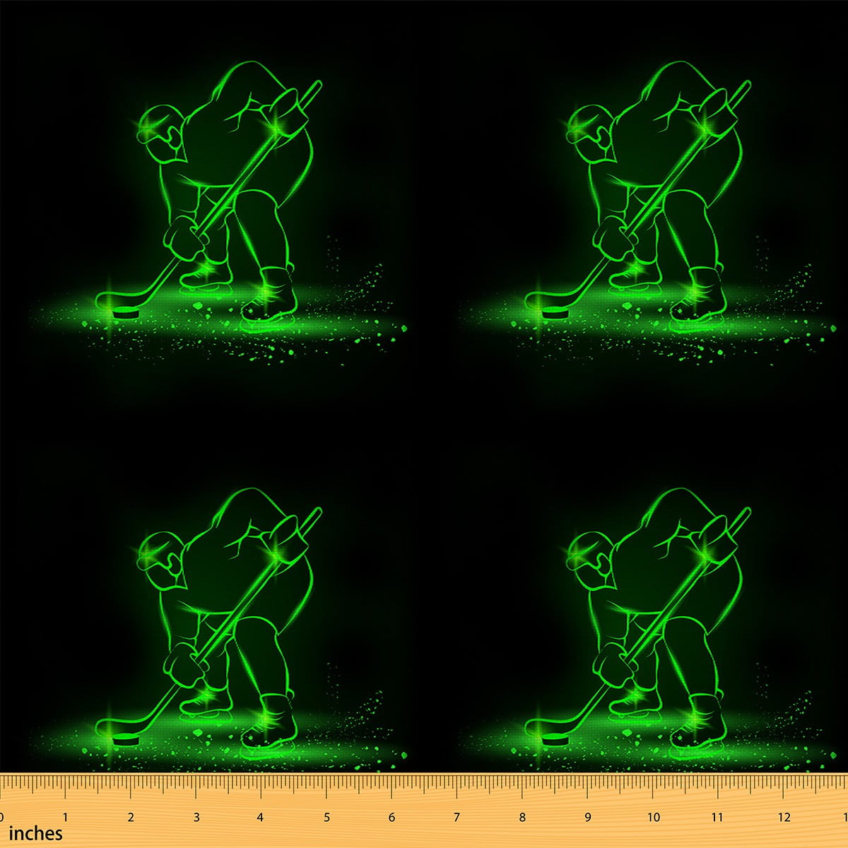 YST Ice Hockey Fabric by The Yard,Hockey Player Upholstery Fabric,Neon Green Ombre Indoor ...