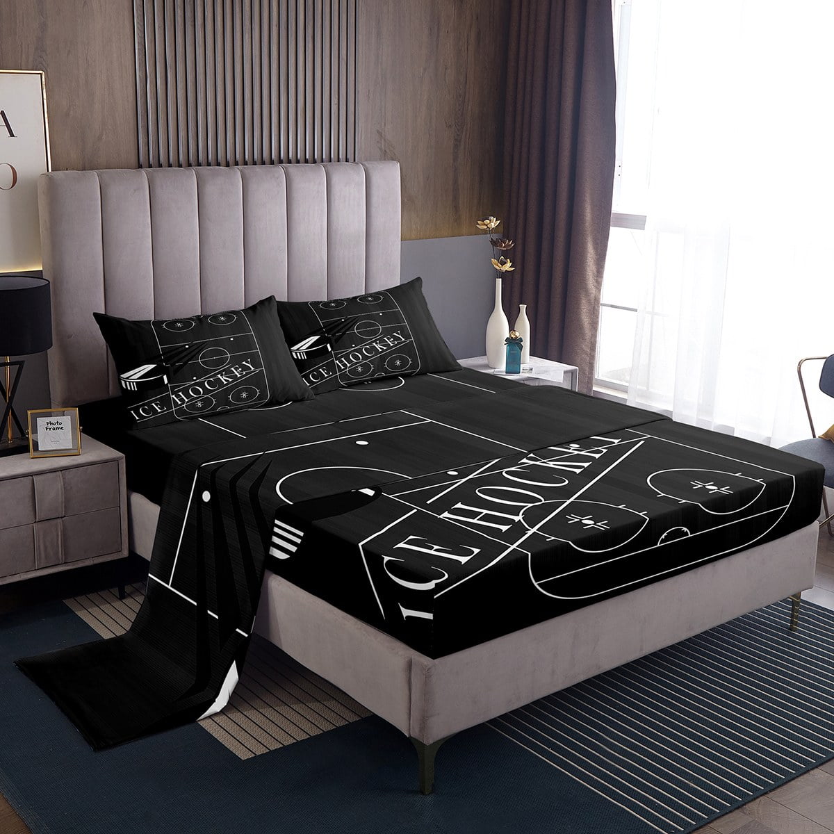 YST Ice Hockey Twin Sheets for Boys Kids Sports Bed Set, Ice Hockey ...