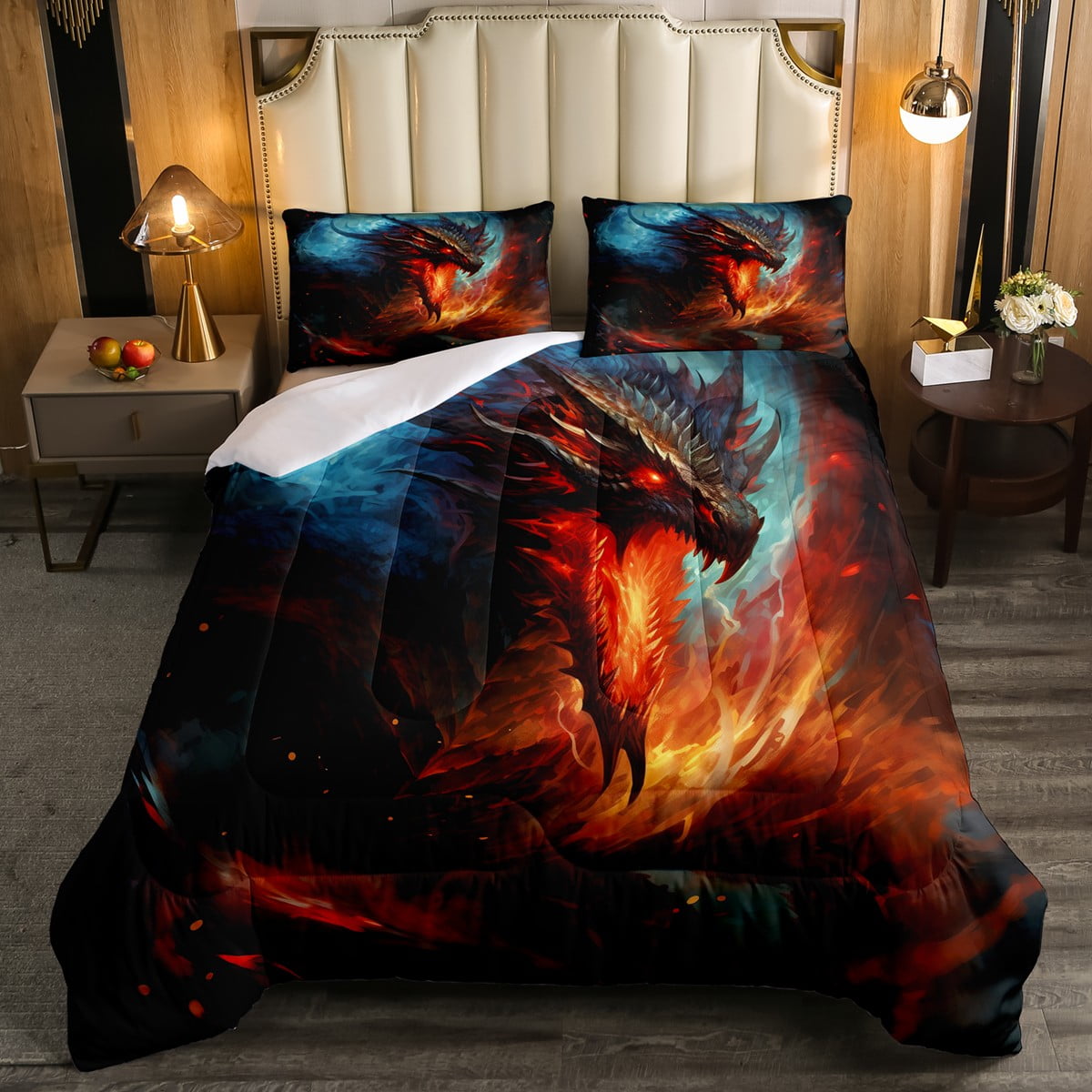 YST Ice and Fire Dragon Bedding Comforter Sets Mysterious Flying Dragon ...