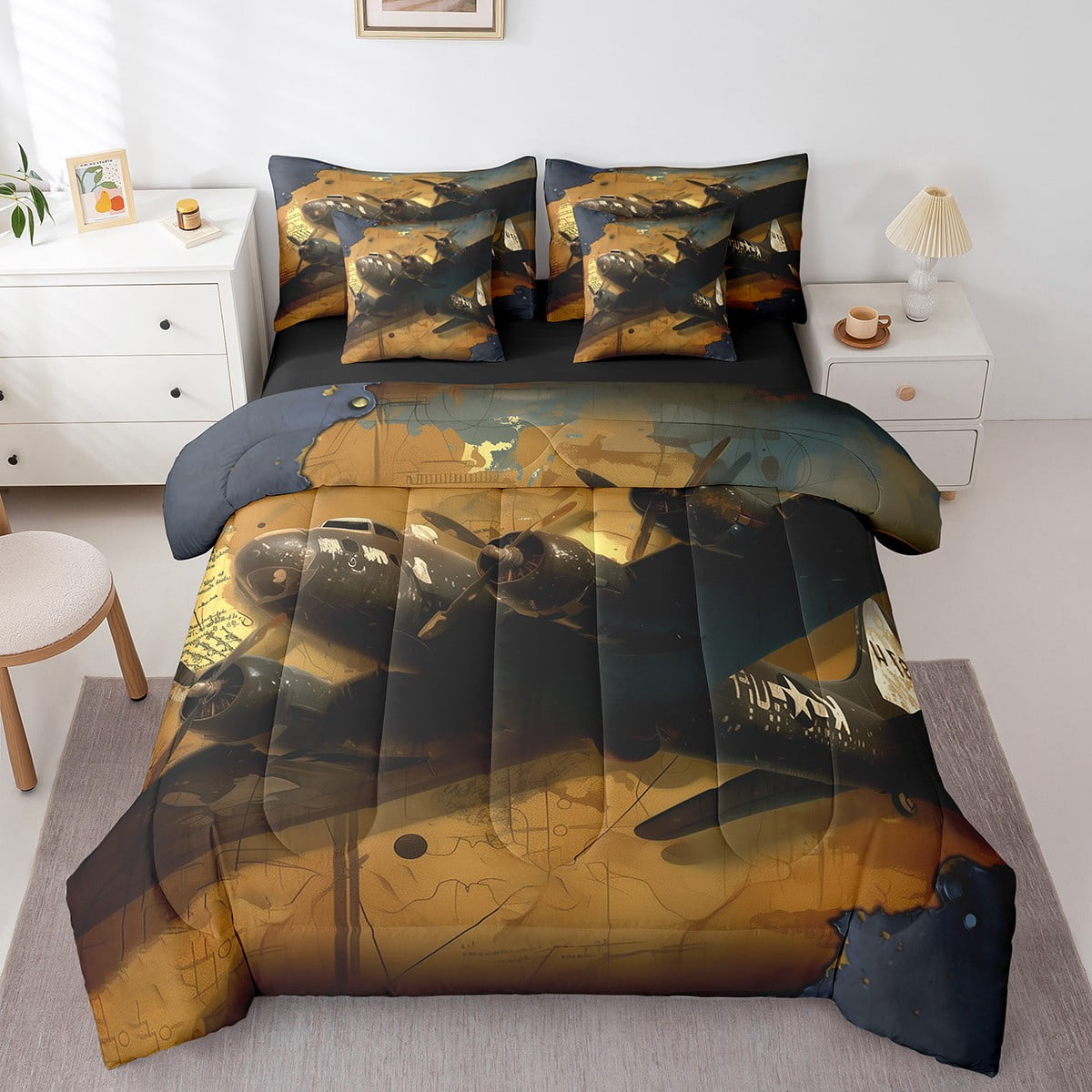 YST Industrial Airplane Bedding Sets & Collections Twin 7Pcs for Teen ...