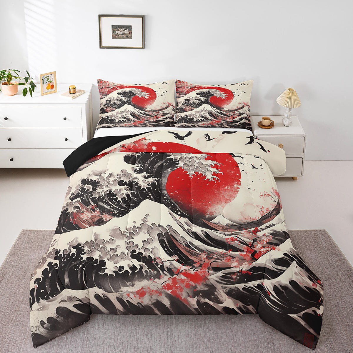 Japanese Bedding Sets Full Size,Japanese Ukiyo Theme Comforter Set ...