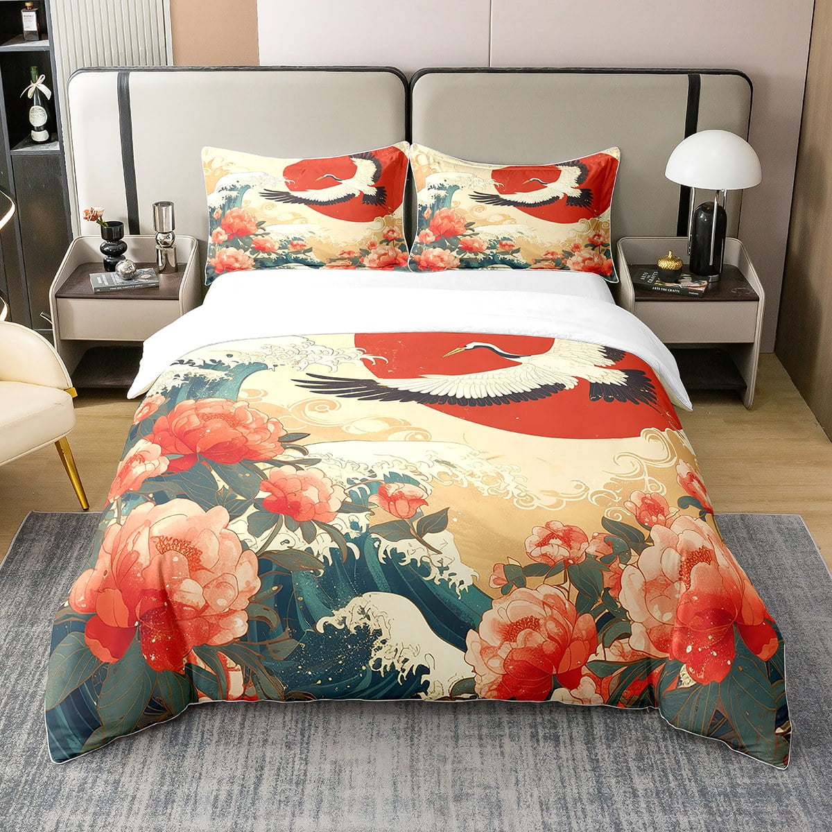 Erosebridal Japanese Crane 100% Cotton Comforter Cover Queen Size ...