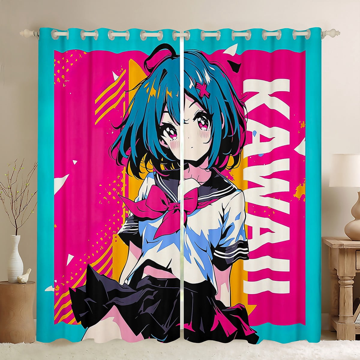 Japanese Curtains & Drapes Kawaii Bedroom Decor, Japanese Manga 30%-50% ...