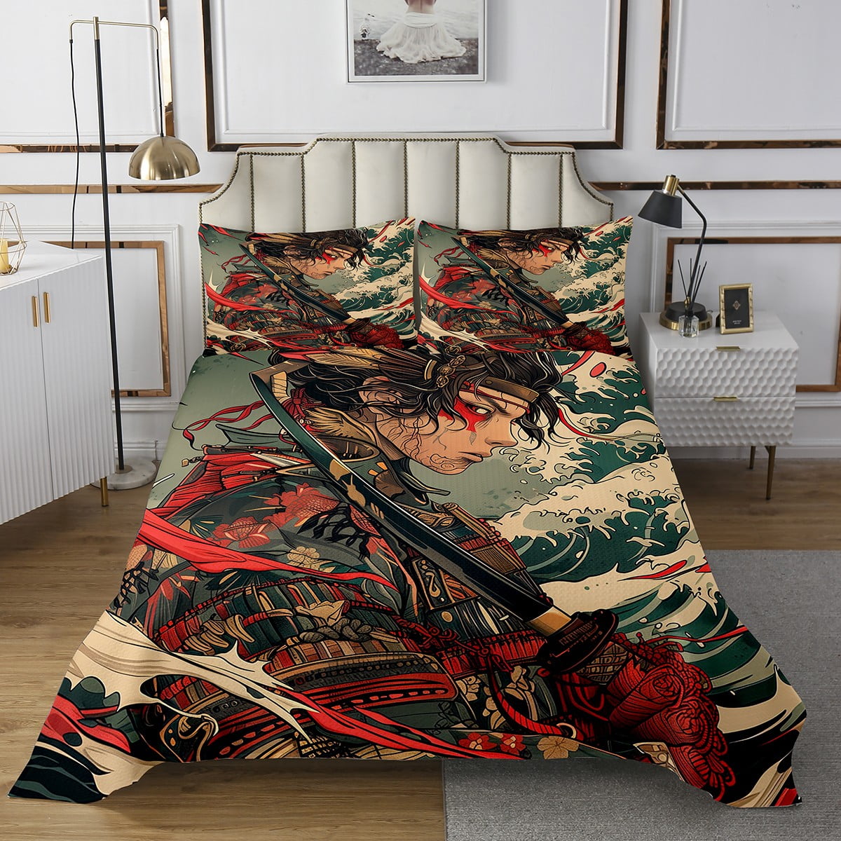 YST Japanese Samurai Bedspread Twin for Kids Boys,Japanese Style Anime ...