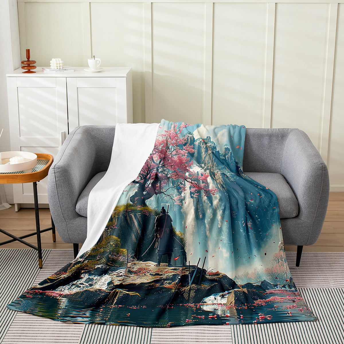 YST Japanese Samurai Blanket Baby 30x40, Japanese Style Cherry Trees ...