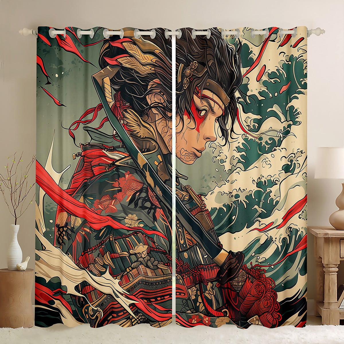 YST Japanese Samurai Curtains for Kids Boys Girls,Japanese Style Anime ...