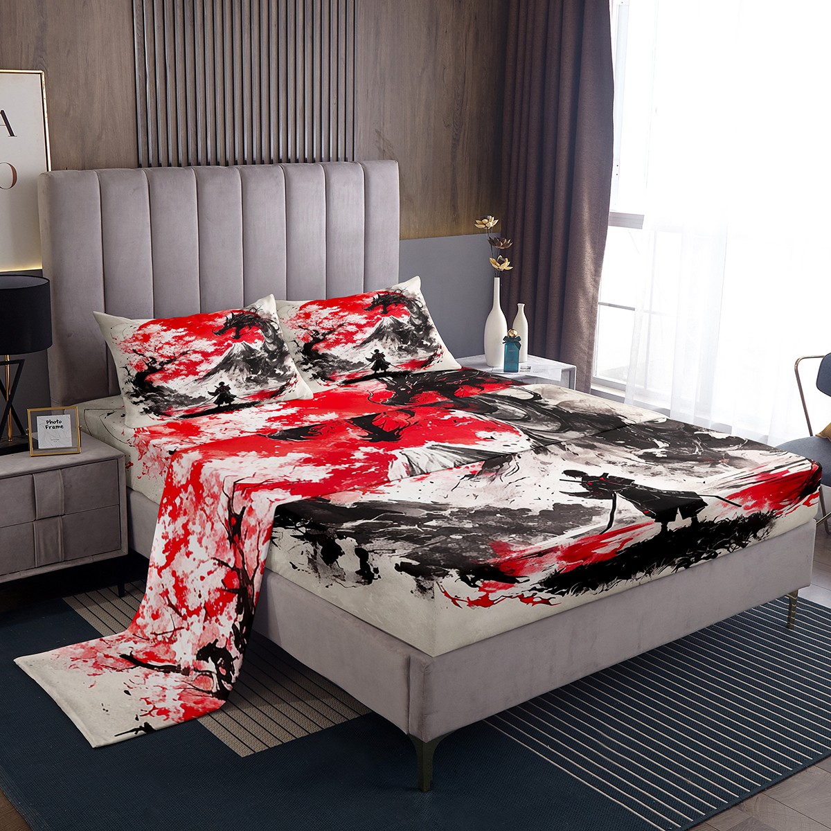 Japanese Sheet Set Twin Japanese Samurai Bed Sheets Teen Men Ink ...