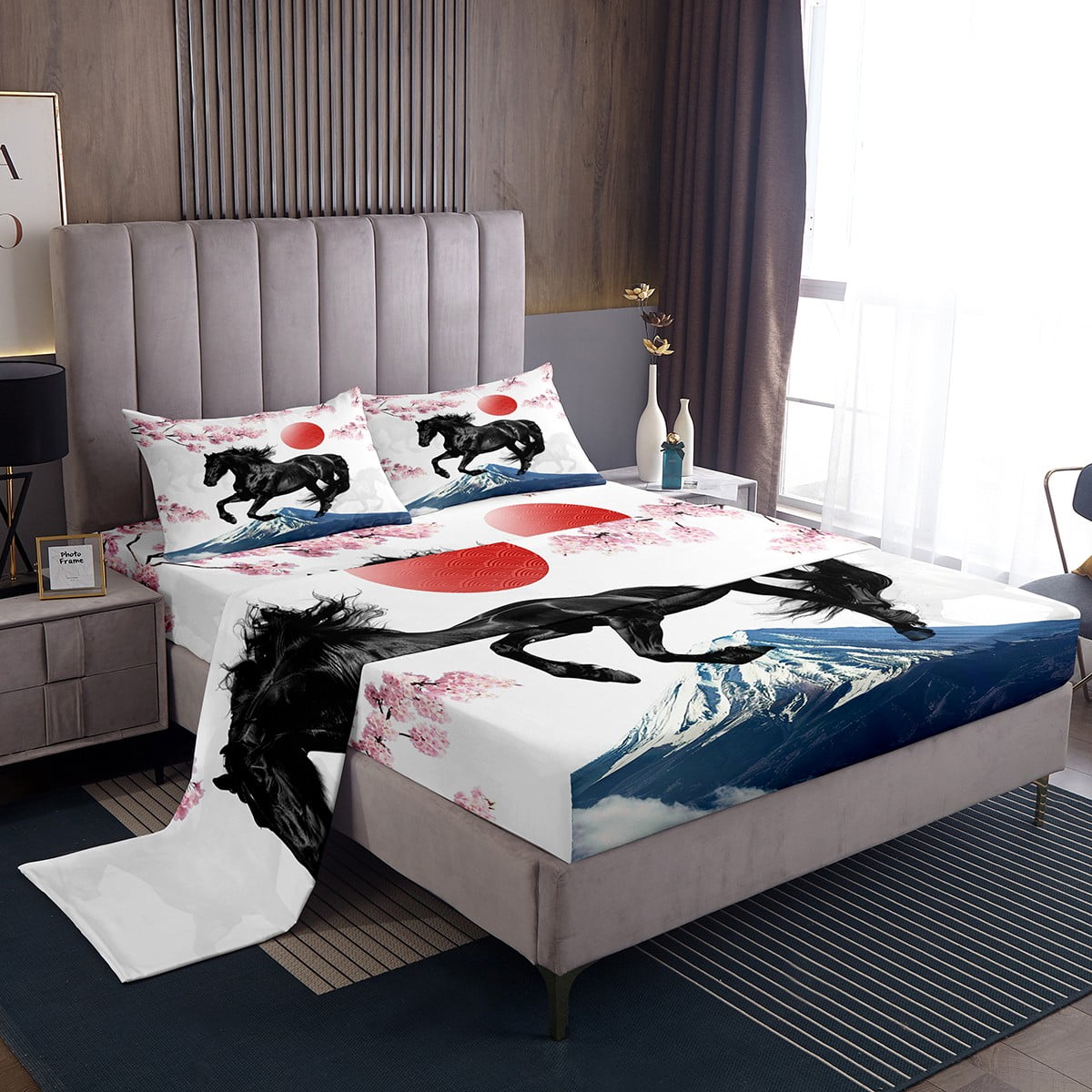 YST Japanese Style Bed Sheets Set Pink Cherry Blossoms Twin Sheet Set ...