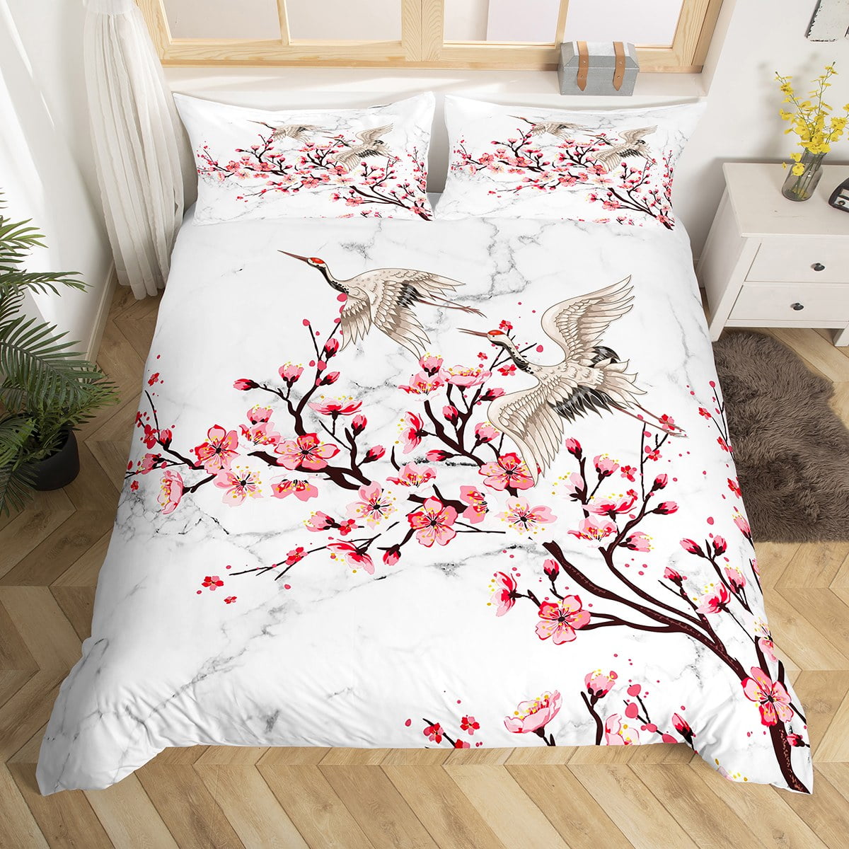 Erosebridal Japanese Style Comforter Cover Chic Cherry Blossoms Bed Set ...