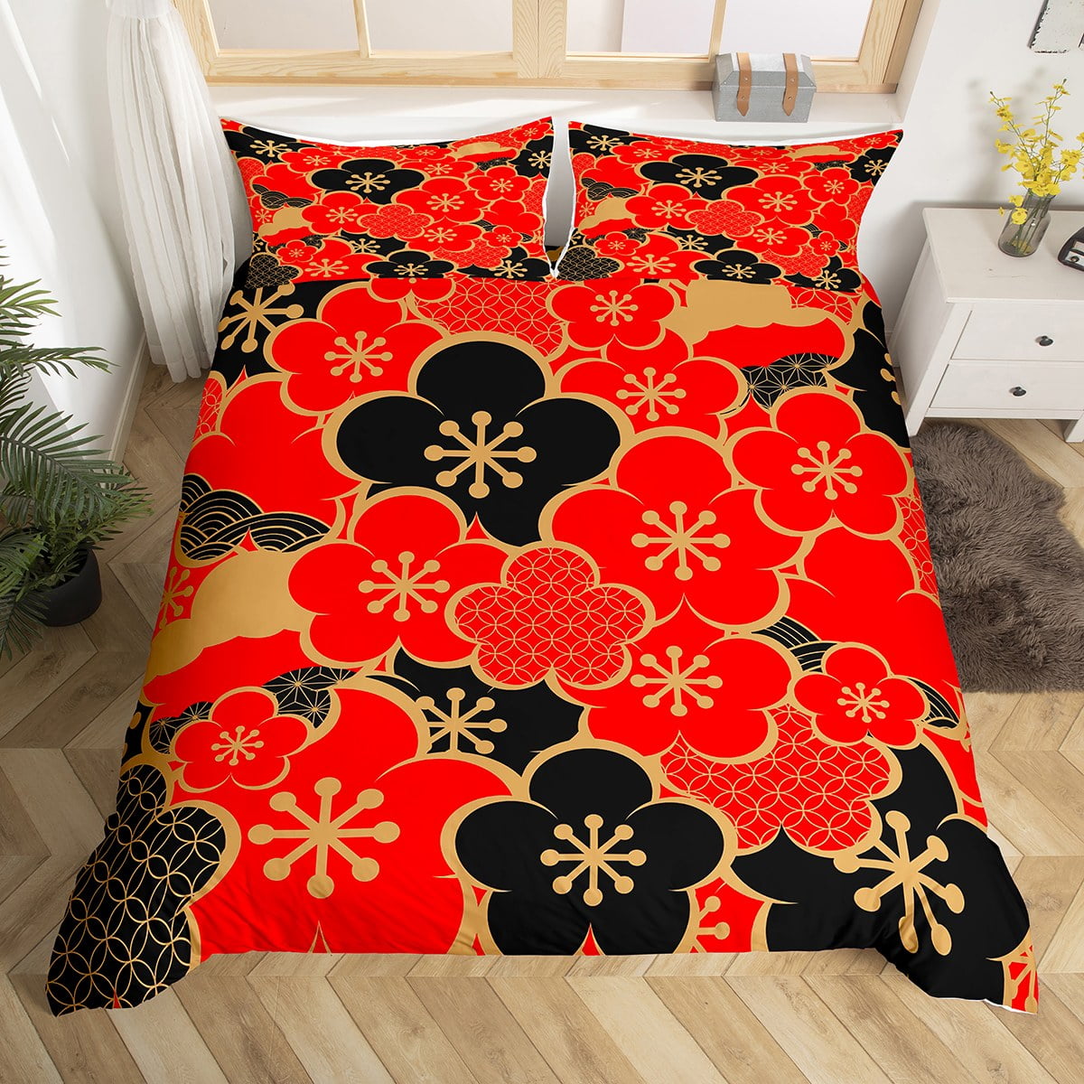 Erosebridal Japanese-Style Comforter Cover Women Cherry Blossoms Bed ...