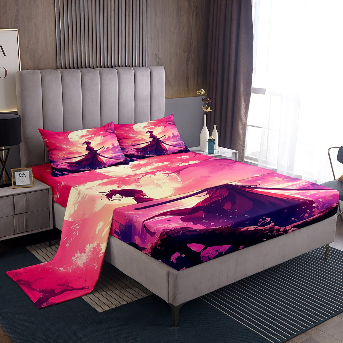 YST Japanese-Style Girl Sheet Set Twin Size, Pink Cherry Blossoms ...