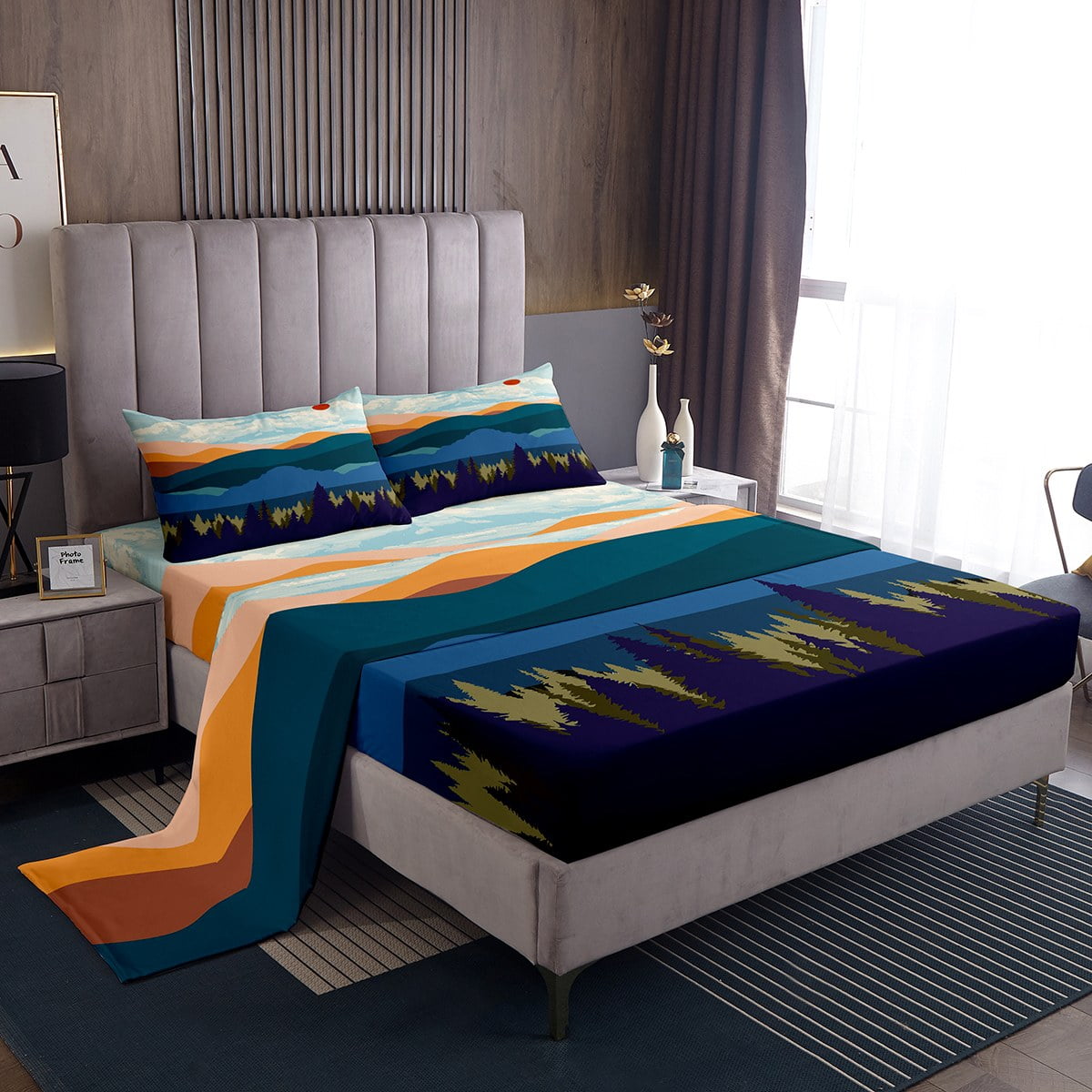 YST Japanese Style Sheet Set Boho Sun Mountain Sheet Set for Kids Teens ...