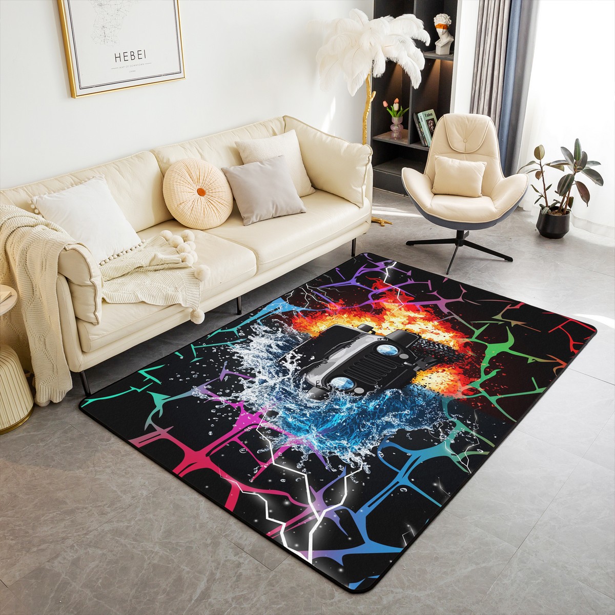 Erosebridal Jeep Area Rug 3x5, Cars Vehicles Geometric Non Shedding ...