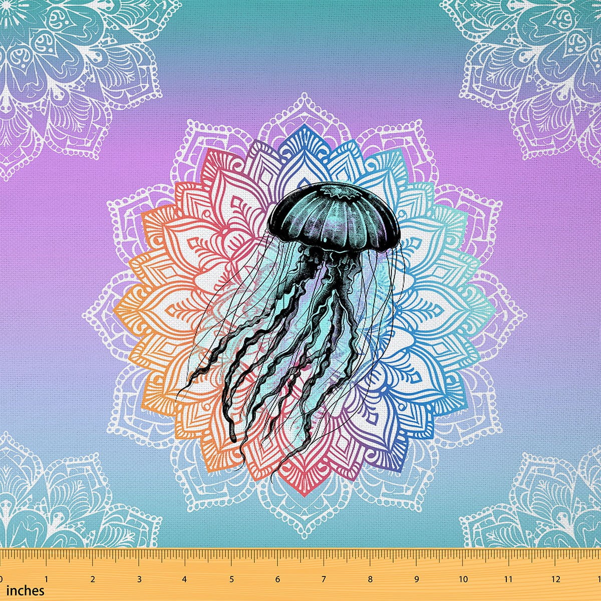 YST Jellyfish Fabric By The Yard, Boho Flower Upholstery Fabric ...