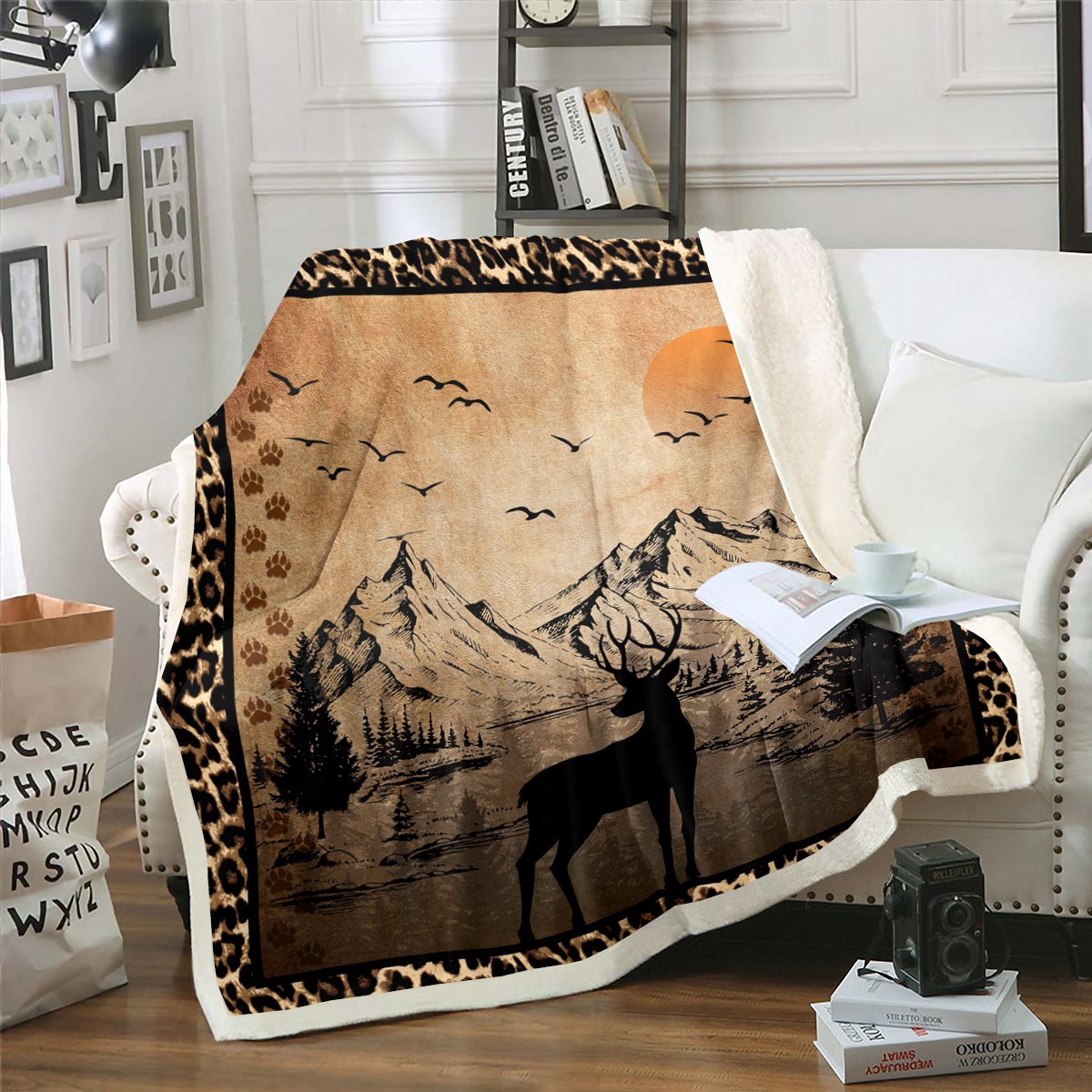 Jungle Deer Moose Elk Fleece Blanket Hunting Animal Throw 50x60 inch ...