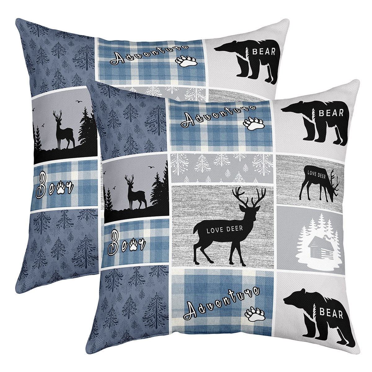 YST Jungle Elk Cushion Cases,Hunting Animal Bear Throw Pillow Covers for Kids Boys,Vintage Cabin ...