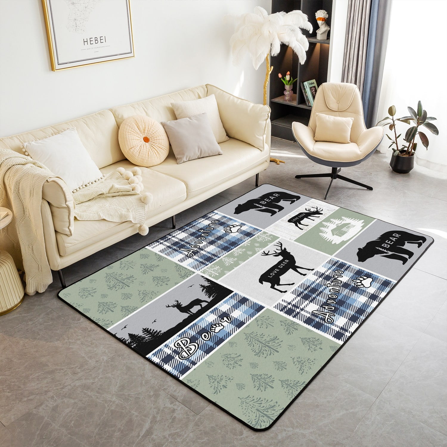 Erosebridal Jungle Elk Rug 3x5 for Bedside,Hunting Bear Deer Area Rug ...