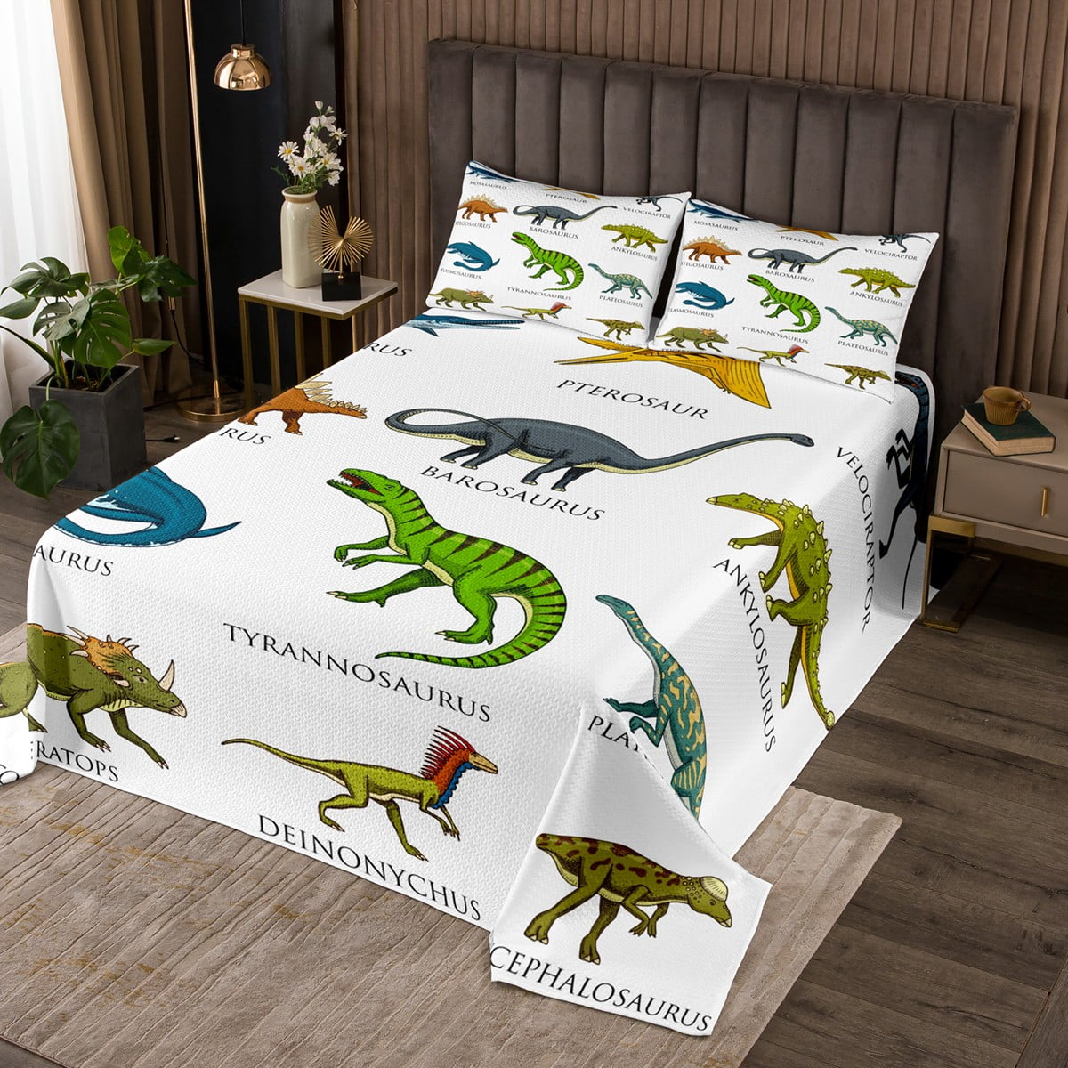 Erosebridal Jungle Quilt Set Queen,Dinosaur Coverlet Set,,Set of ...