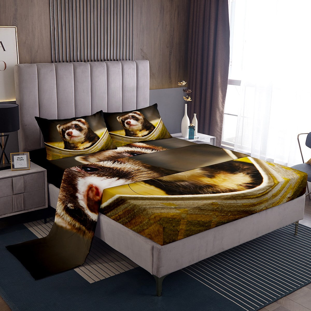Erosebridal Kawaii Animal Bed Sheets Set Lovely Ferret Full Size Sheet ...