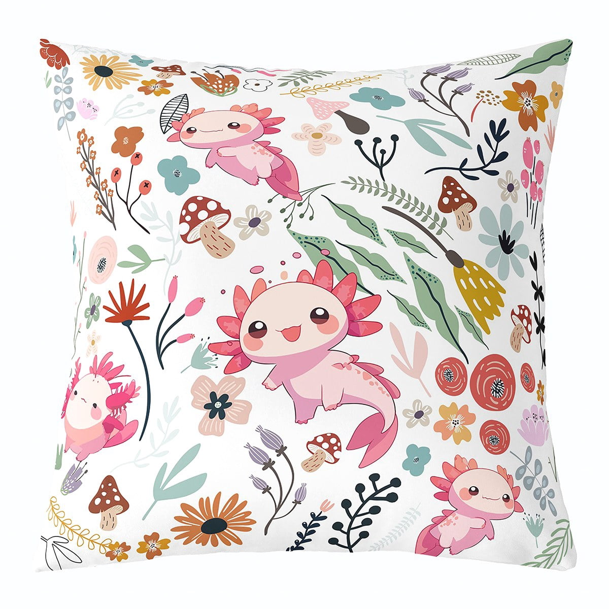Kawaii Axolotl Throw Pillow Cover 20x20 Inch,Cute Reptiles Fish Pillow ...