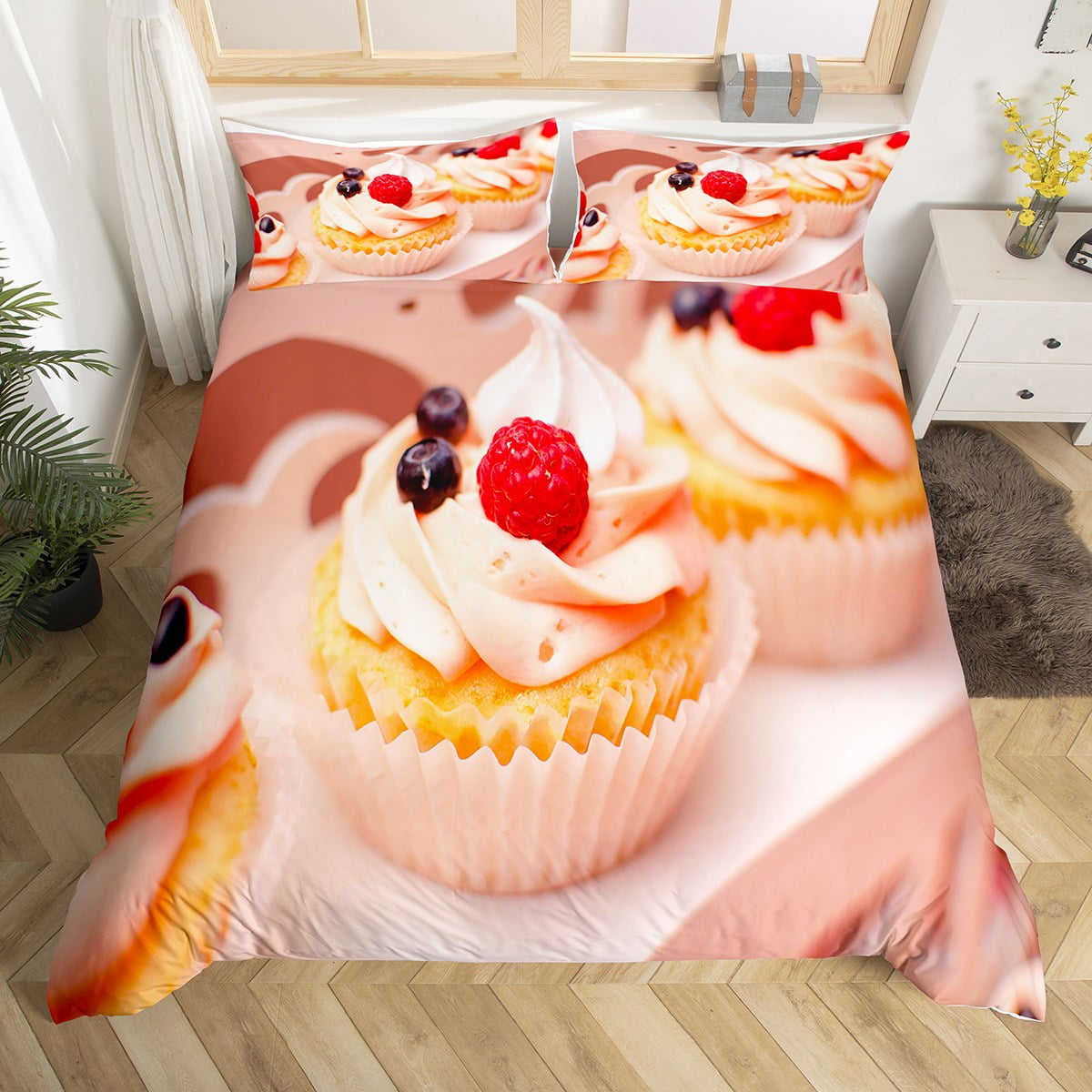 Erosebridal Kawaii Bedding Set Twin Women,Fruit Cup Cake Duvet Cover ...