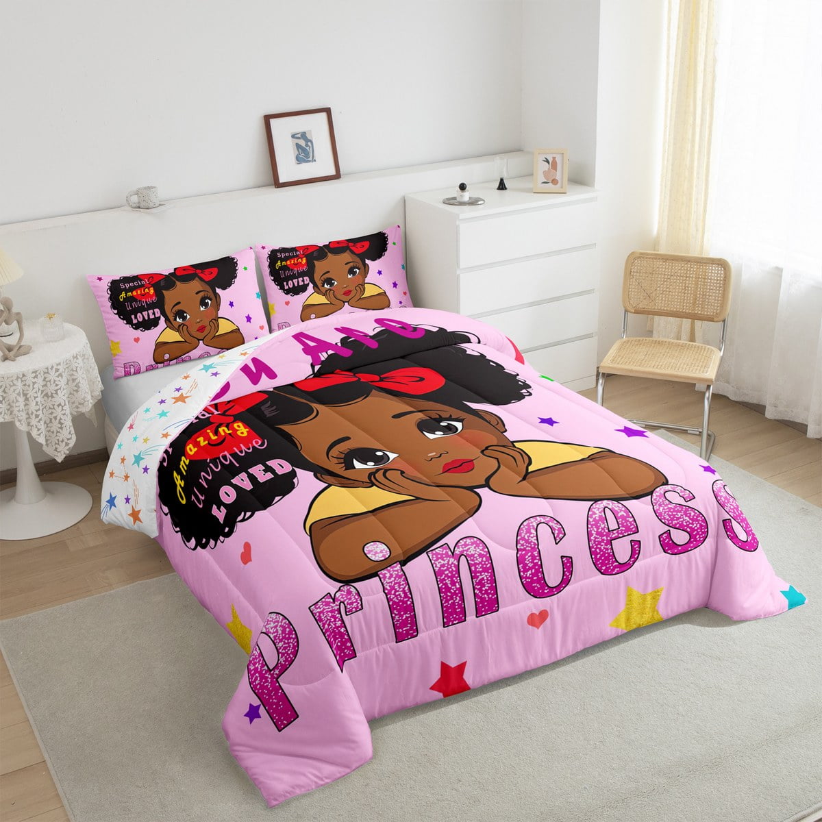 YST Kawaii Black Girls Bedding Set Full Cute Princess Full Comforter ...