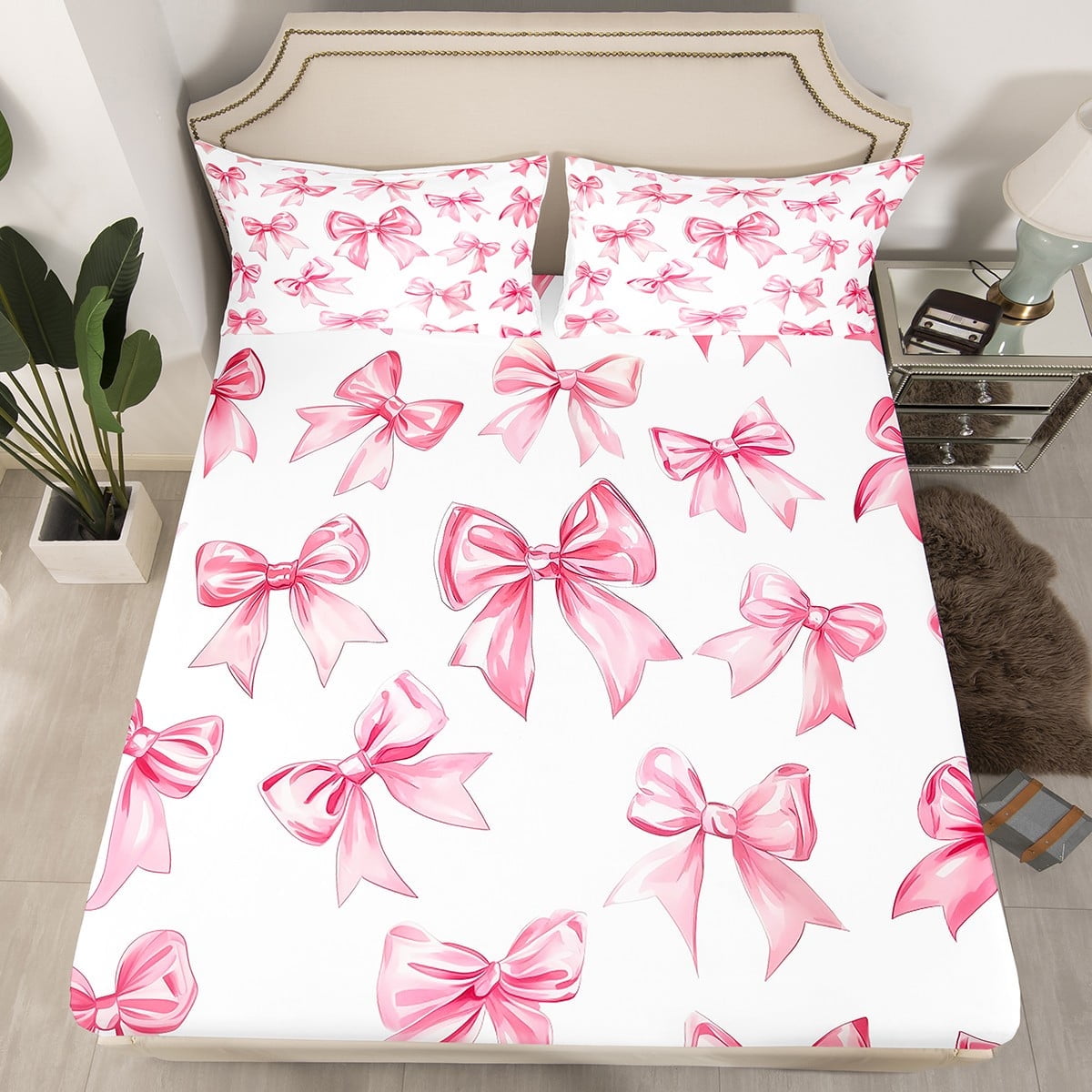 YST Kawaii Bowknot Girls Bedding Set Dreamy Princess Style Fitted Sheet ...