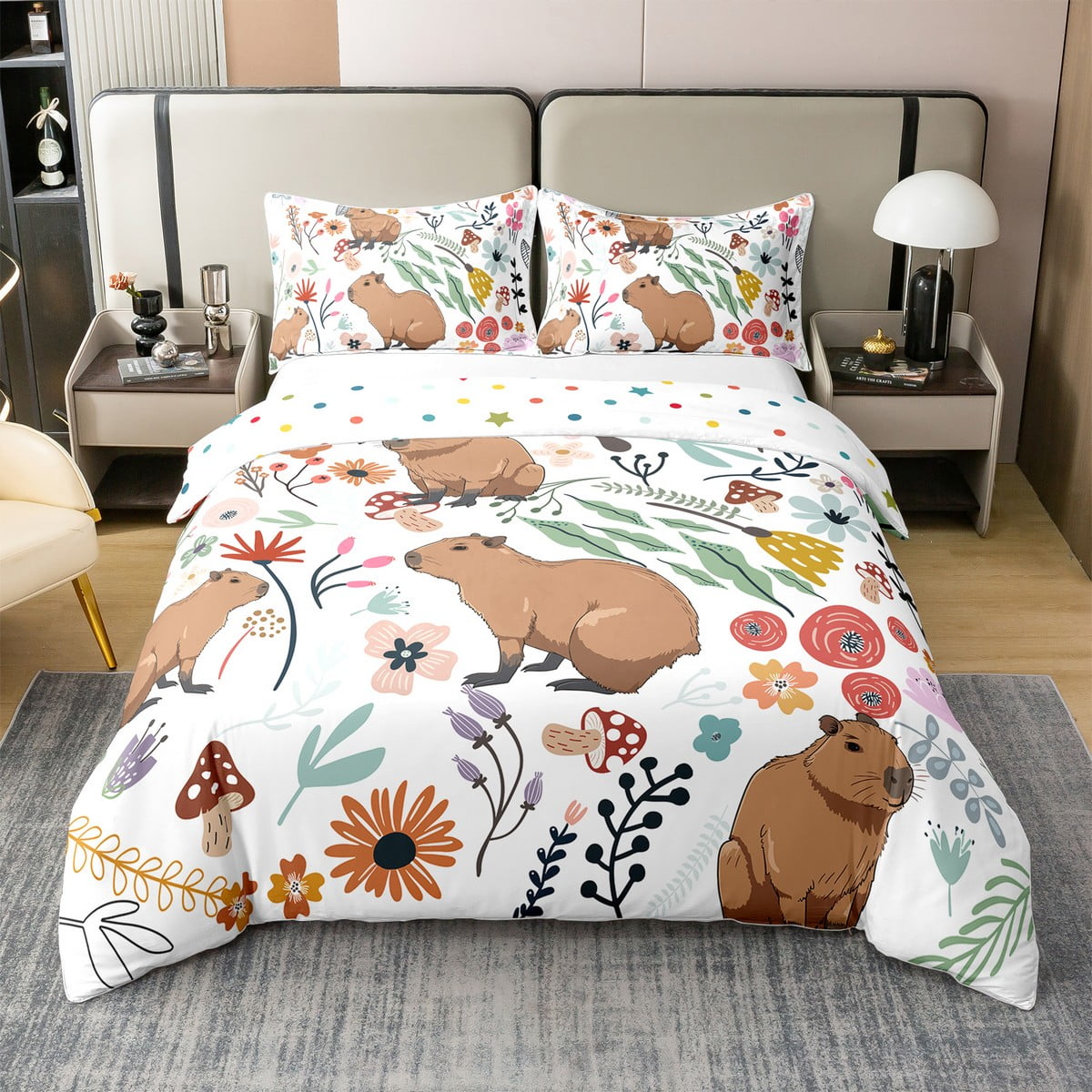 Kawaii Capybara 100% Cotton Duvet Cover ,Cute Animal Comforter Cover ...