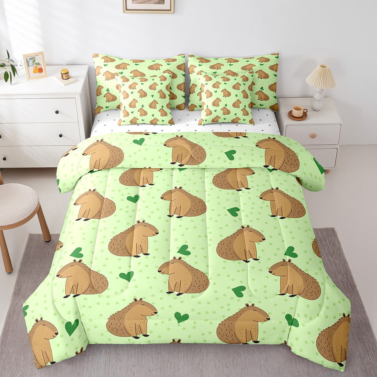 YST Kawaii Capybara 7 Pcs Comforter Set for Kids Capybara Lovers,Funny ...