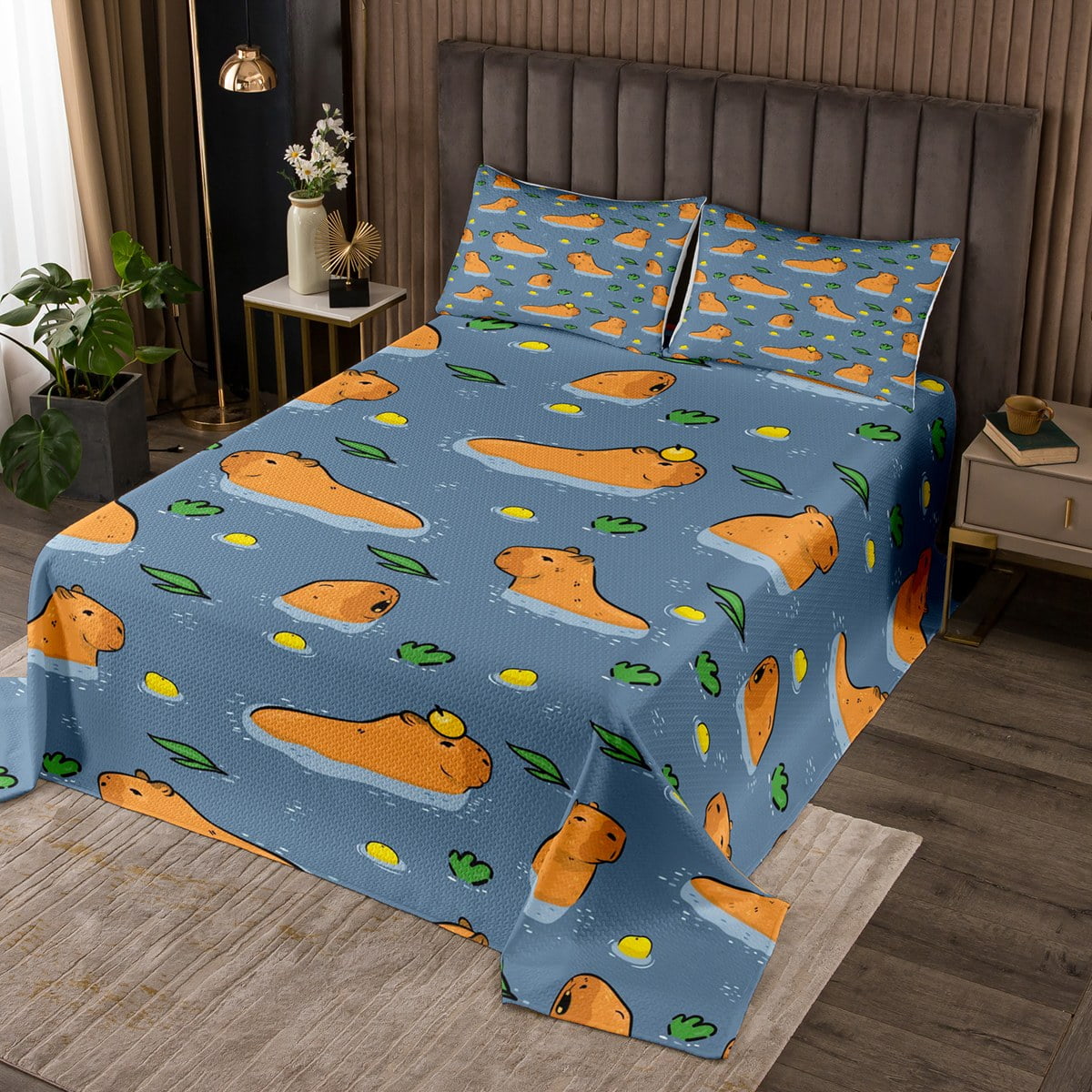YST Kawaii Capybara Queen Size Quilt Set Capybara Bedspread Gifts for ...