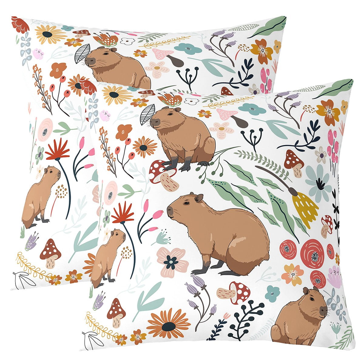YST Kawaii Capybara Throw Pillow Covers Set of 2 for Boys Girls,Cute ...