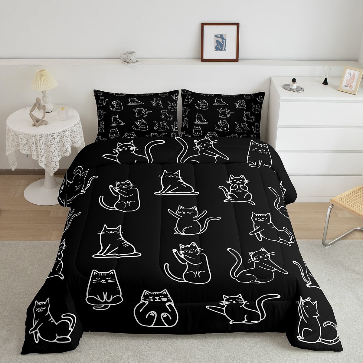 YST Kawaii Cat Queen Comforter Set for Boys Girls Cute Kitten Animal ...