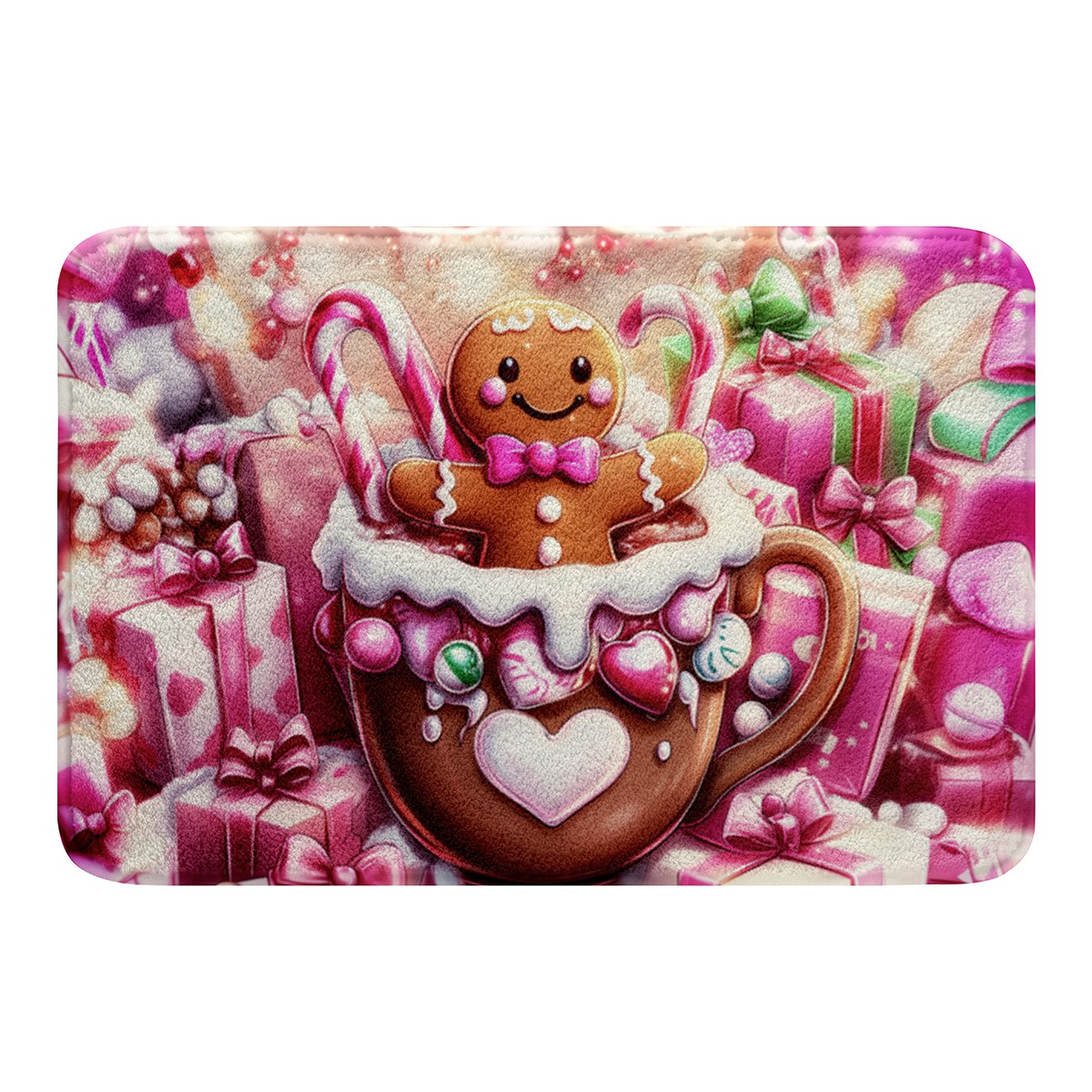 YST Kawaii Chocolate Gingerbread Man Bath Mat For Kids Girls Women,Pink ...