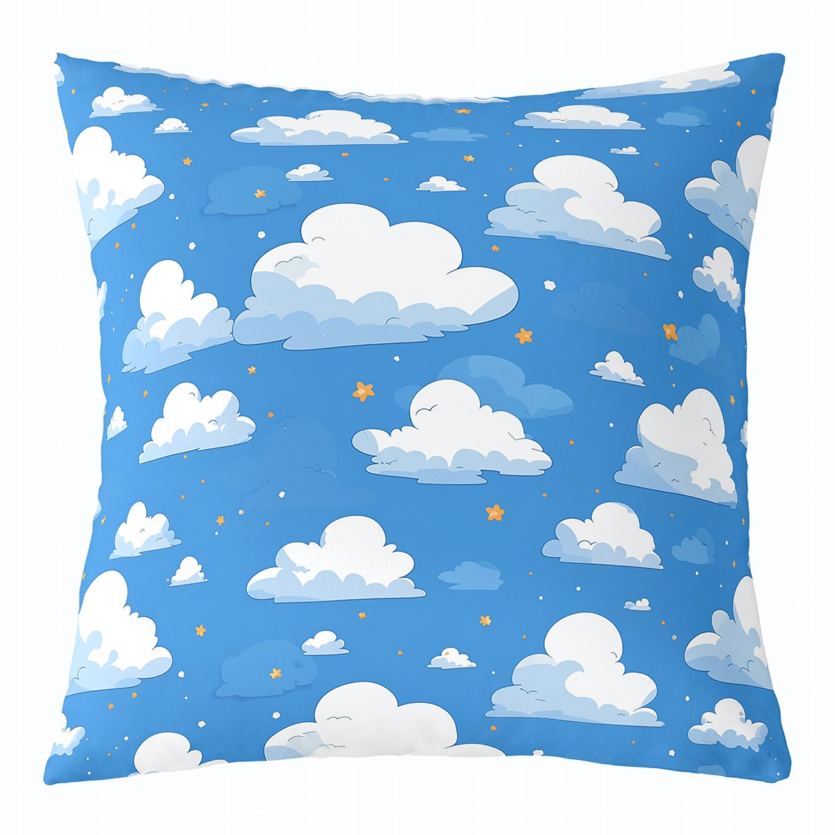 Kawaii Cloud Cushion Cover,White Cloud Pillow Cover,Cartoon Glitter Stars Throw Pillow Cover ...